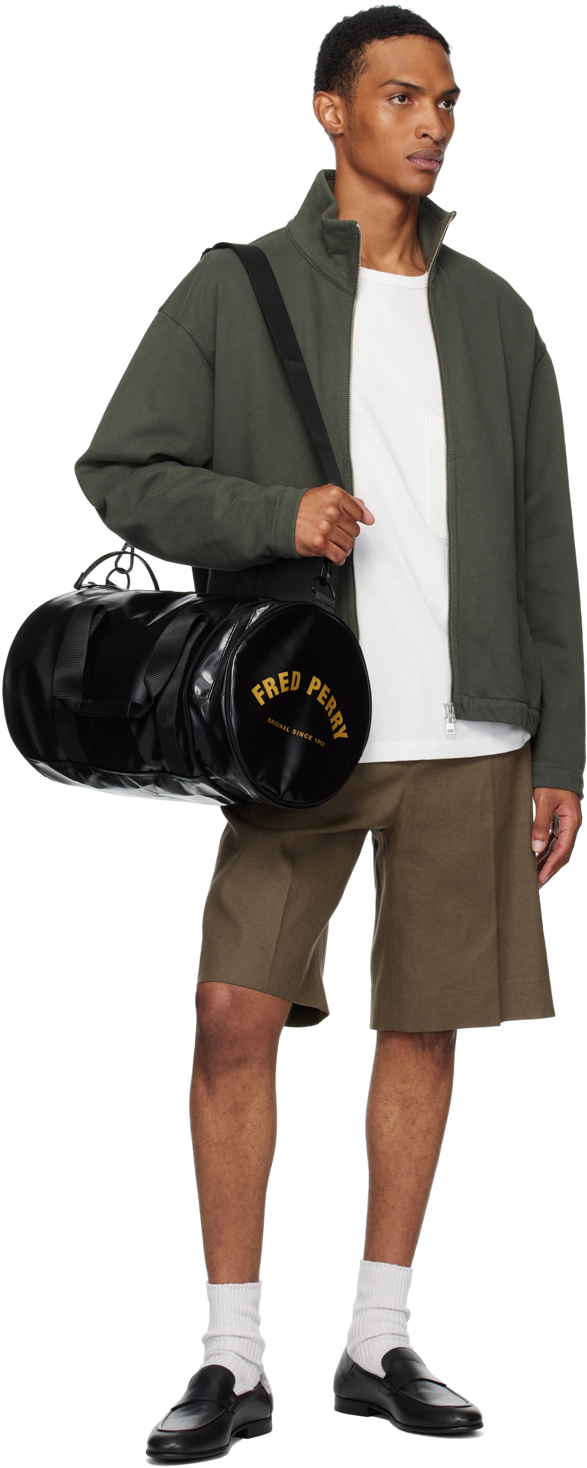 Fred Perry Brown Tonal Barrel Duffle Bag Fred Perry