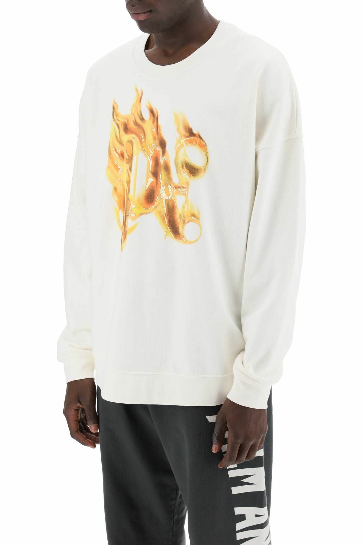 PALM ANGELS "burning monogram crewneck White Palm Angels