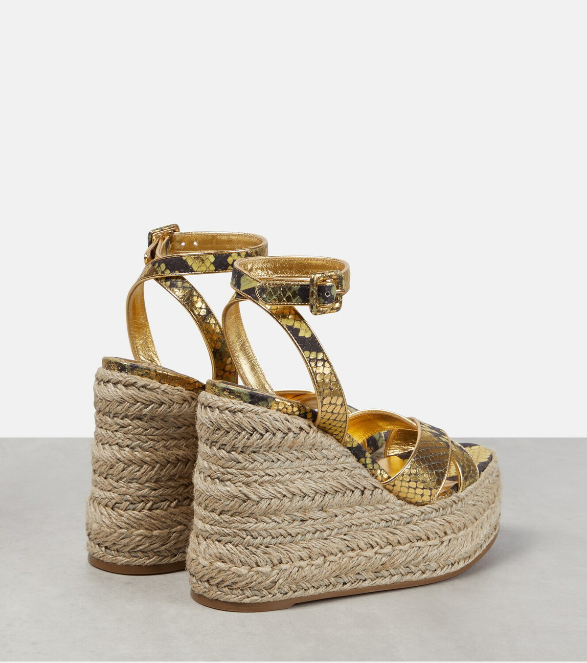 Christian Louboutin Mariza snake-print leather espadrille wedges ...