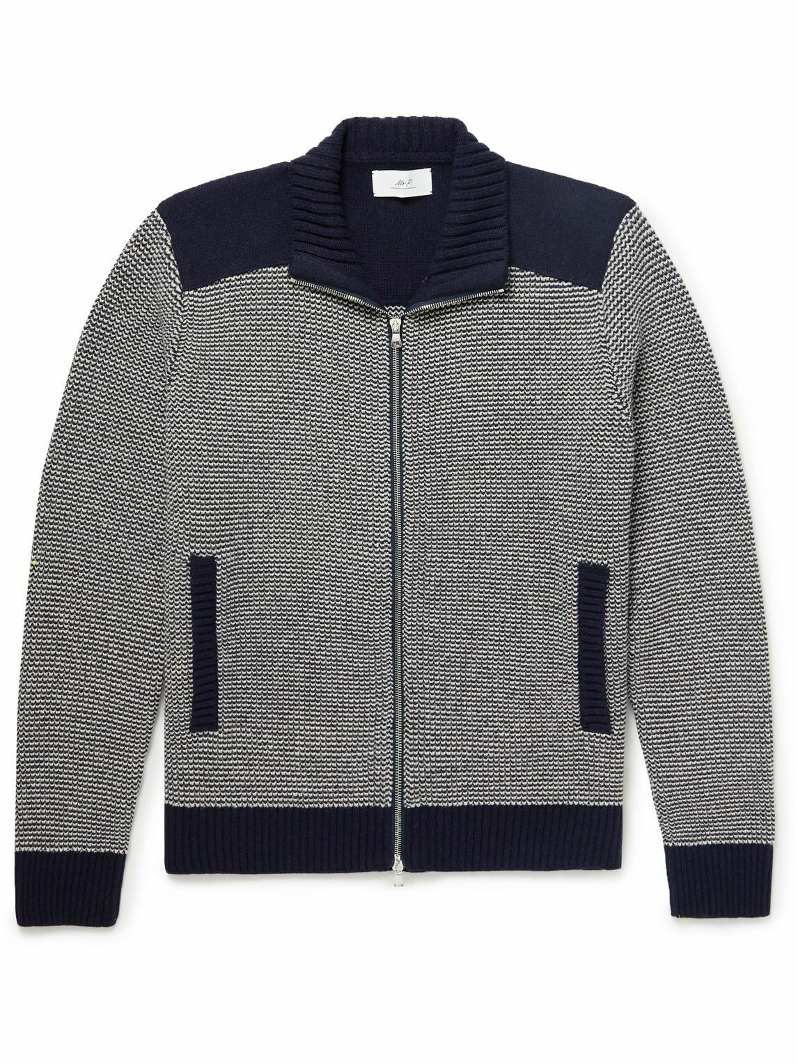 Mr P. - Honeycomb-Knit Virgin Wool Zip-Up Cardigan - Blue Mr P.