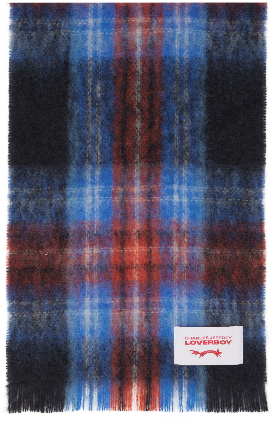 Charles Jeffrey Loverboy Blue & Red Tartan Scarf Charles Jeffrey Loverboy