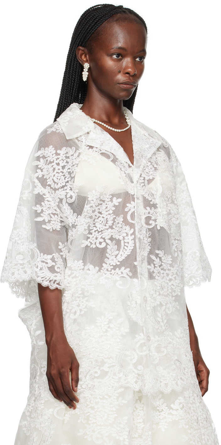 Simone Rocha White Floral Shirt Simone Rocha