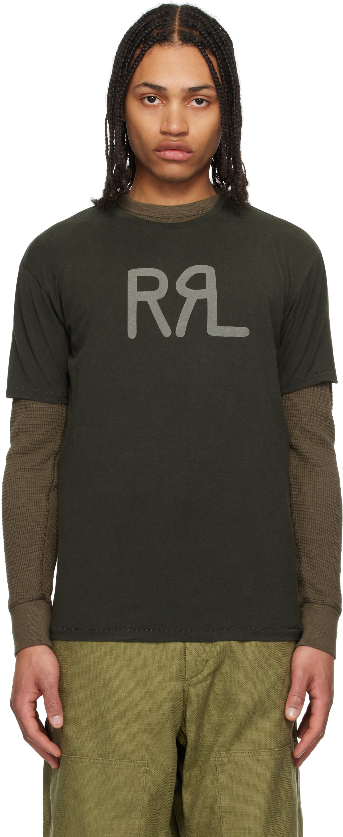 RRL Gray 'RRL' Ranch Logo T-Shirt RRL