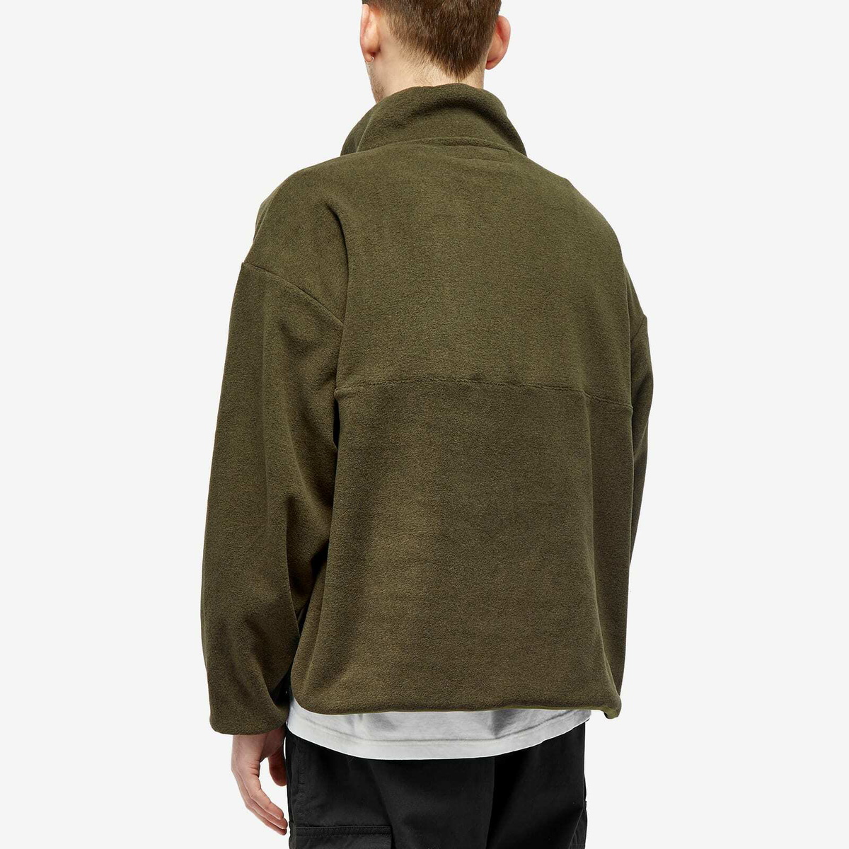 Neighborhood Men's Fleece Half Zip Crew Sweater in Olive Drab Neighborhood