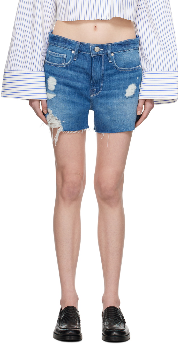 FRAME Blue 'Le Brigette' Denim Shorts Frame Denim