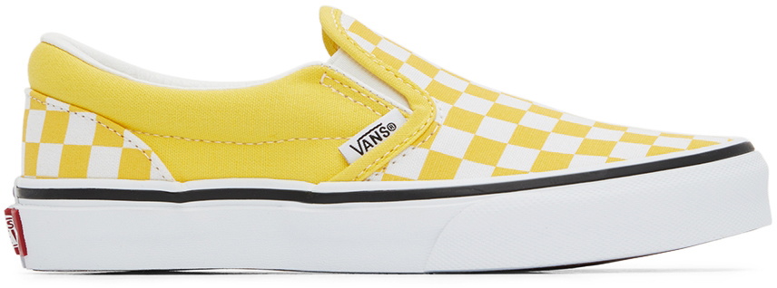 Vans Kids Yellow & White Checkerboard Classic Slip-On Little Kids ...