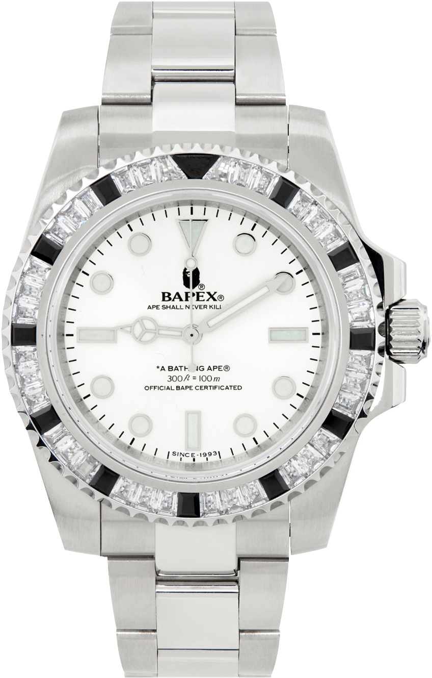 BAPE Silver & White Type 1 Watch A Bathing Ape