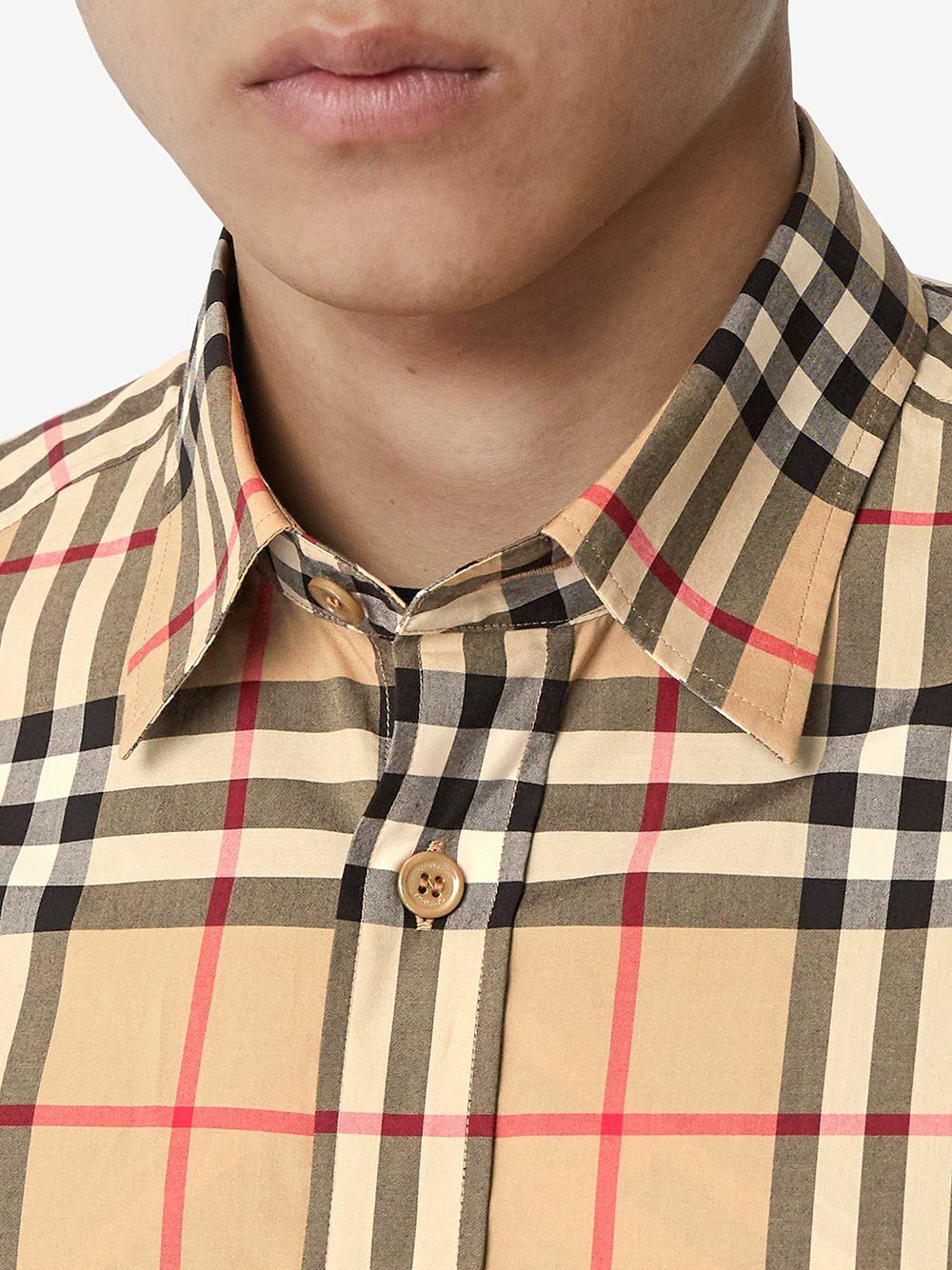 BURBERRY - Check Motif Cotton Shirt Burberry