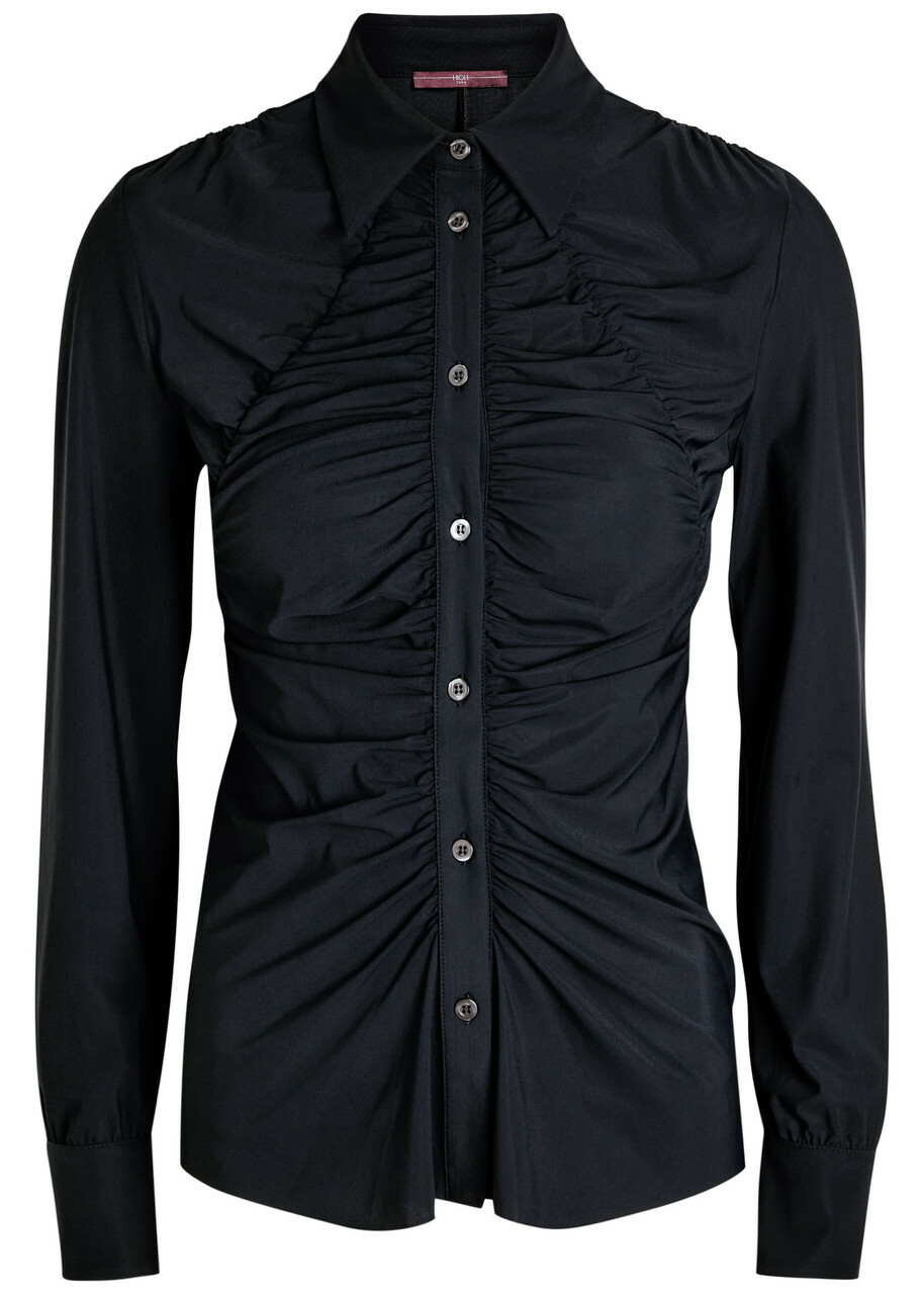 High Tether Ruched Stretch-jersey Shirt Blue HIGH