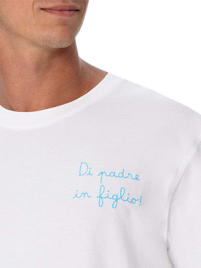 MC2 Saint Barth Man Cotton T-shirt With Di Padre In Figlio Embroidery ...