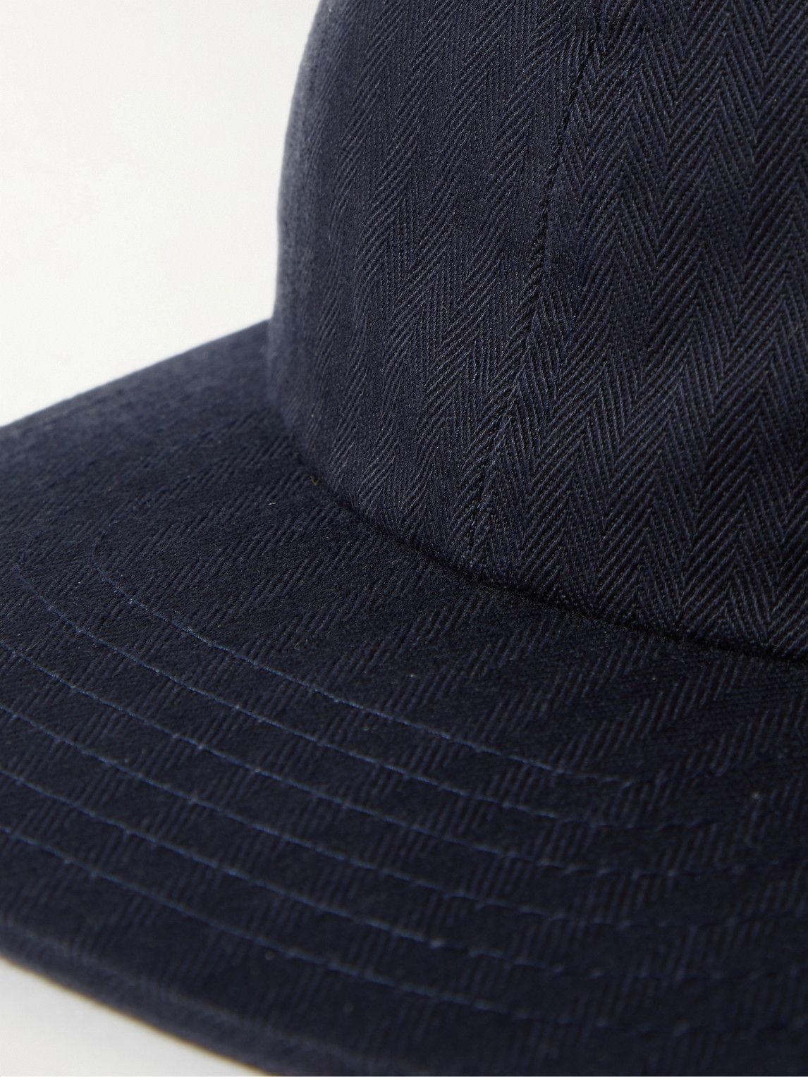 Beams Plus - Logo-Embroidered Leather-Trimmed Herringbone Cotton Cap ...