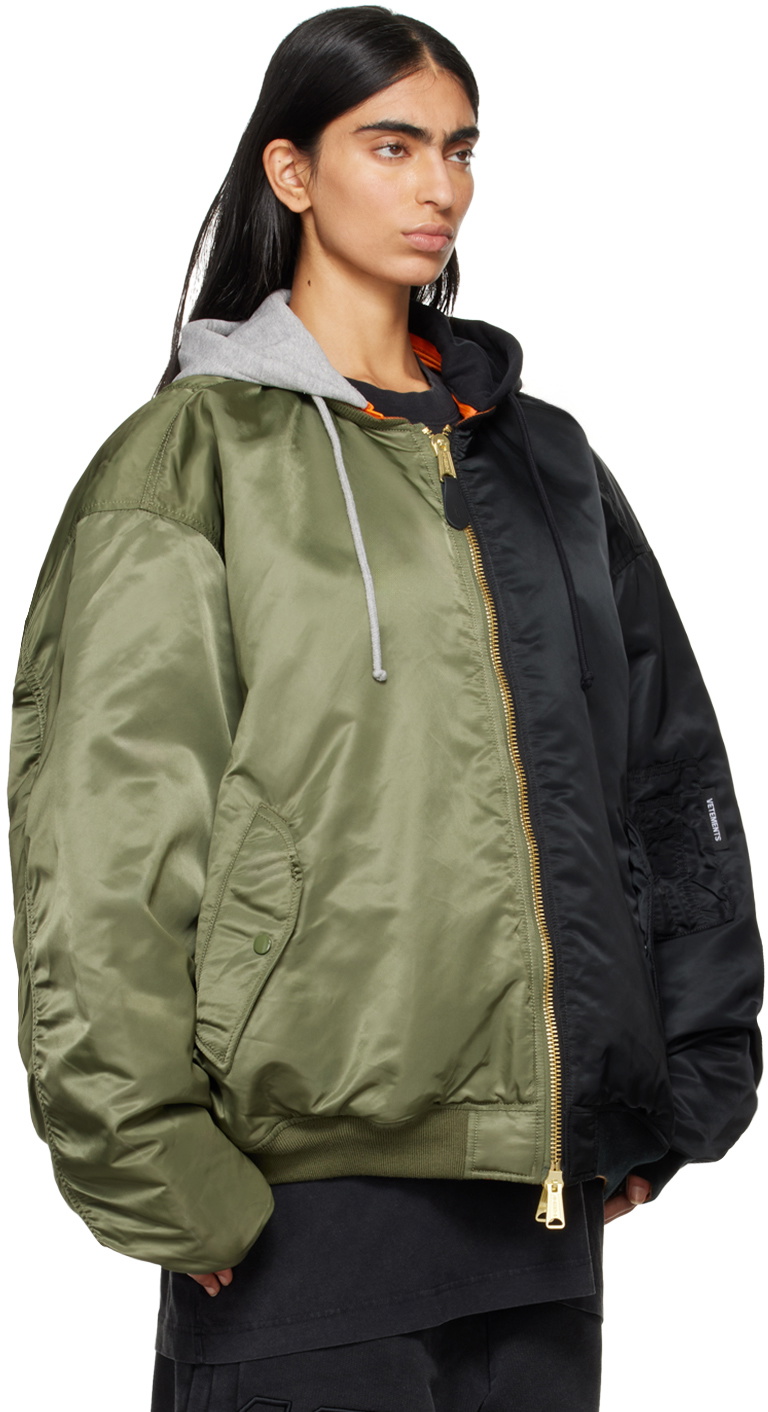 VETEMENTS Khaki & Black Alpha Industries Edition Split Hooded ...