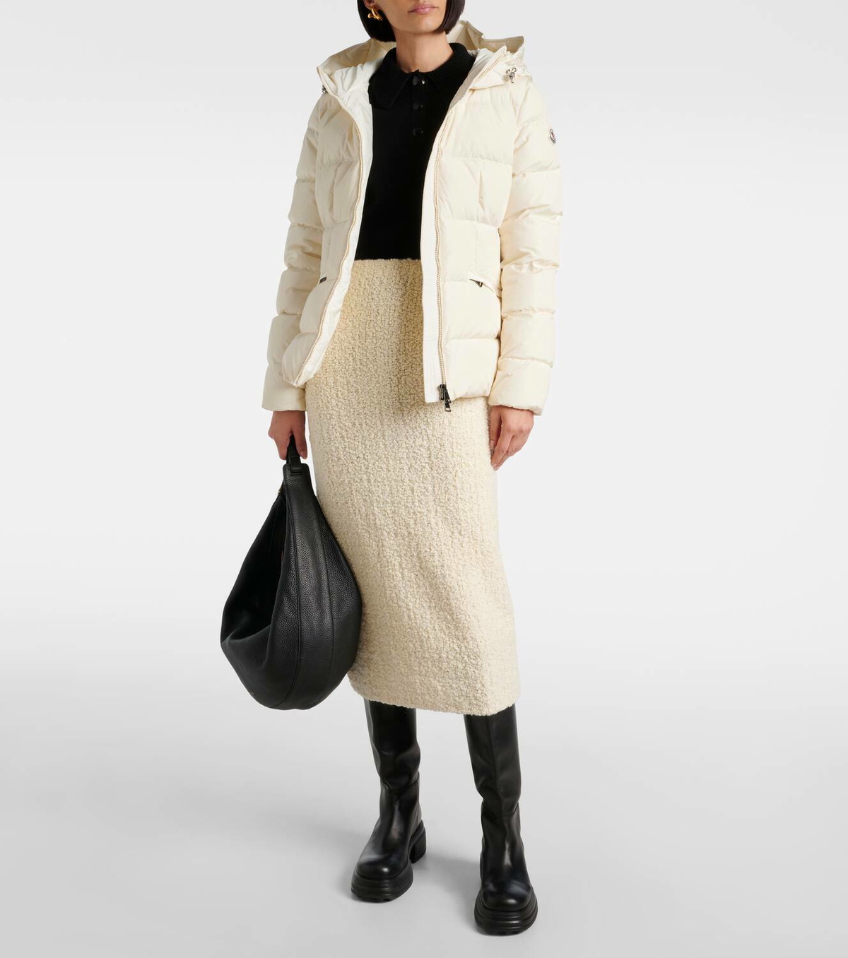 Moncler Wool-blend bouclé pencil skirt Moncler