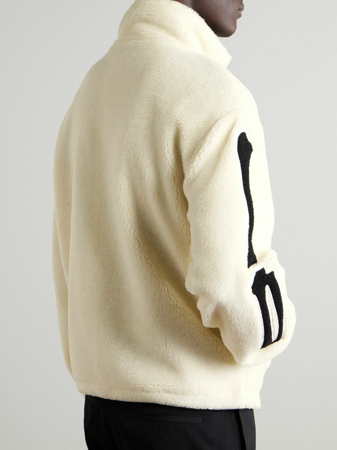 AMIRI - Bones Appliquéd Logo-Embroidered Fleece Jacket - Neutrals Amiri