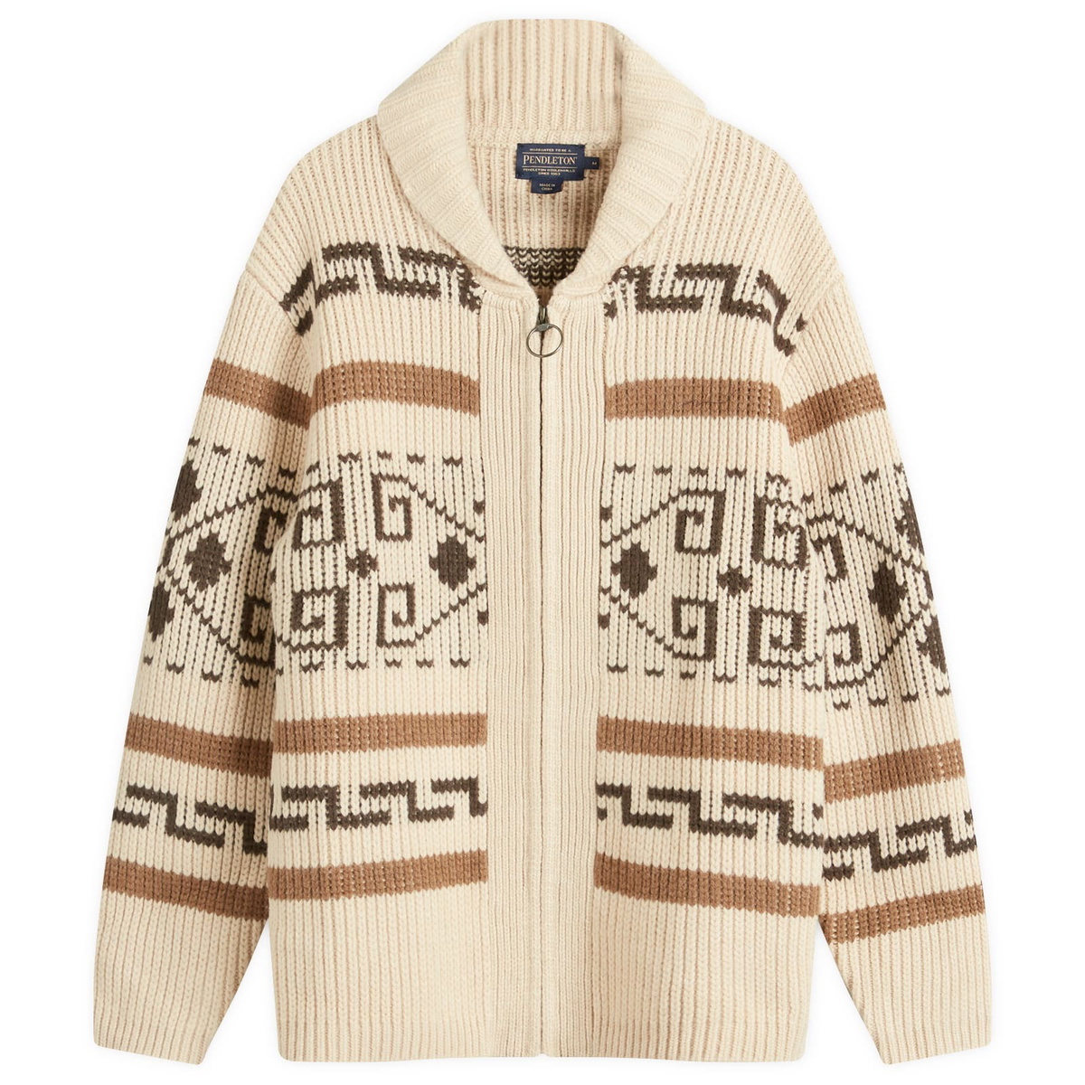 Pendleton Men's The Original Westerley Zip Cadigan in Tan/Brown Pendleton