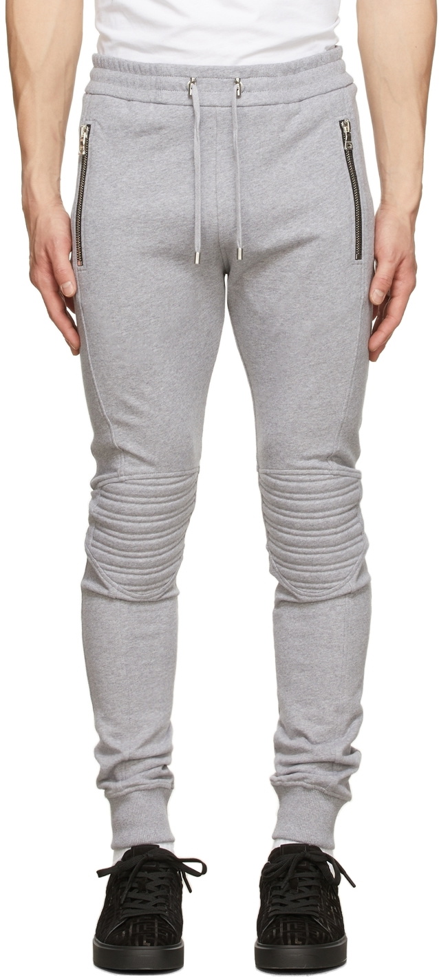 Balmain Grey Embossed Logo Lounge Pants Balmain
