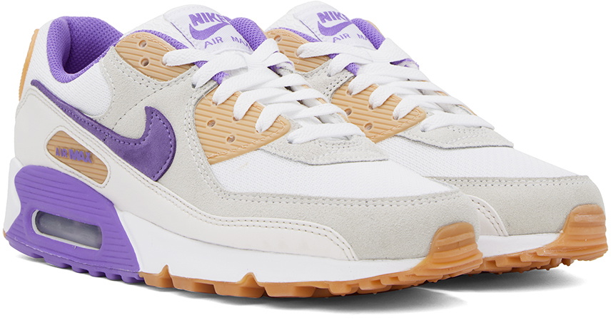 Nike White & Purple Air Max 90 Sneakers Nike