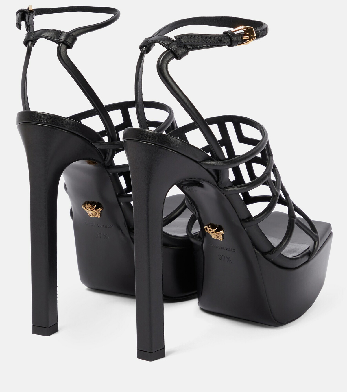 Versace - Greca Maze leather platform sandals Versace