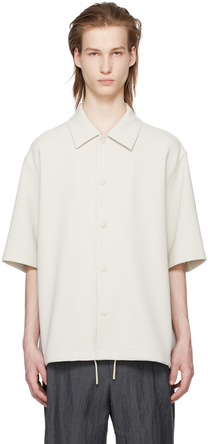 Solid Homme Gray Drawstring Shirt Solid Homme