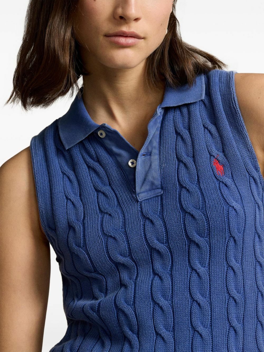 Polo Ralph Lauren Blue Polo Pony Cable Knit Polo Shirt Polo Ralph Lauren