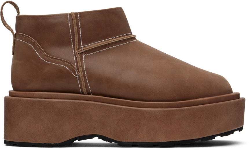 We11done Brown Pull-Loop Boots We11done