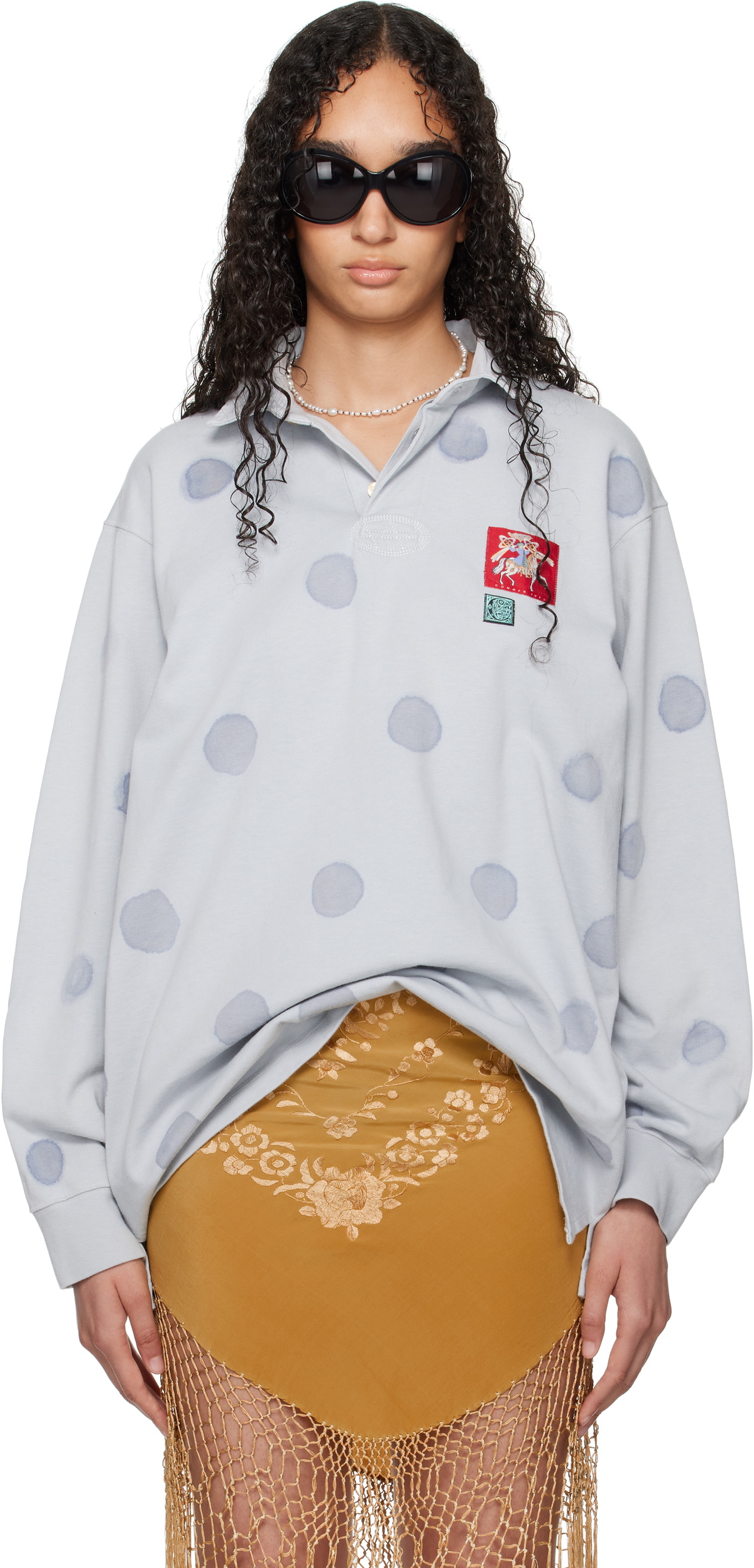 Conner Ives SSENSE Exclusive Blue 'The Camelot Rugby' Polo Conner Ives