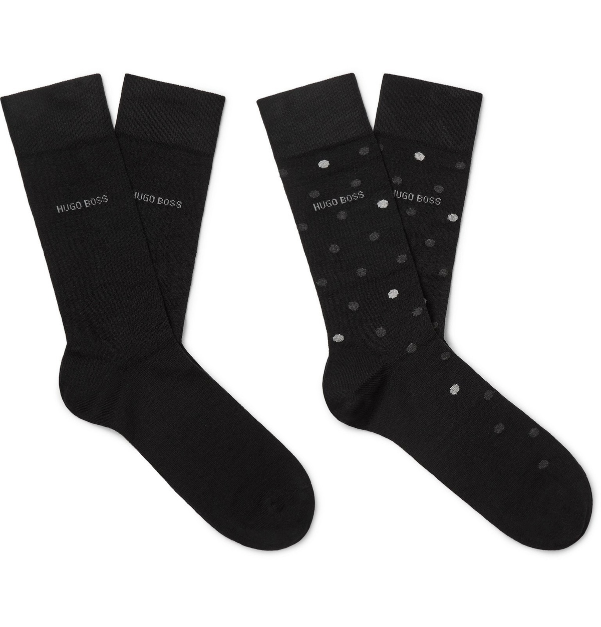 Hugo Boss - Two-Pack Stretch Merino Wool-Blend Socks - Black Hugo Boss