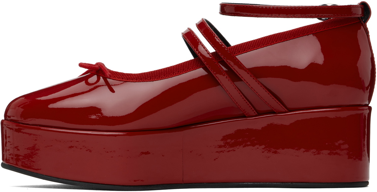 Repetto Red Cendrillon Platform Rubber Sole Ballerina Flats Repetto