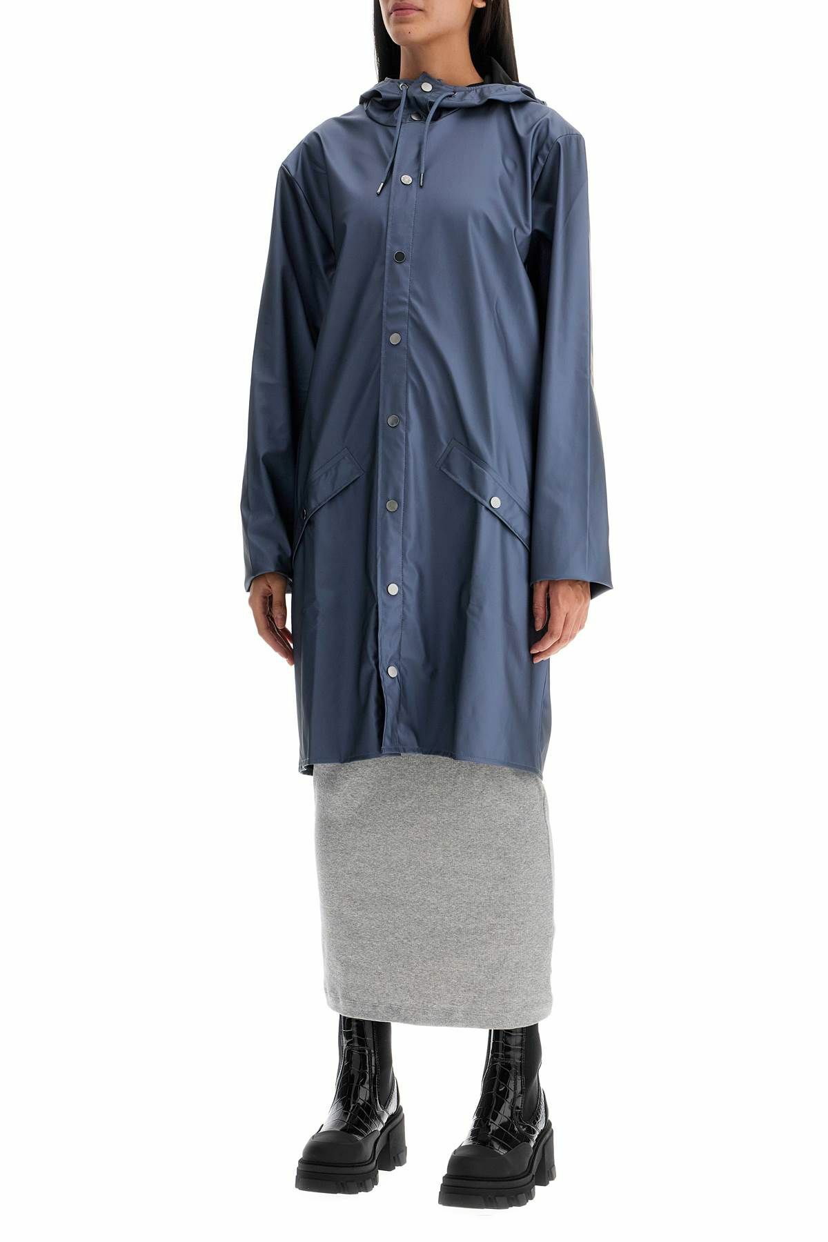RAINS unisex long rain jacket Blue Rains