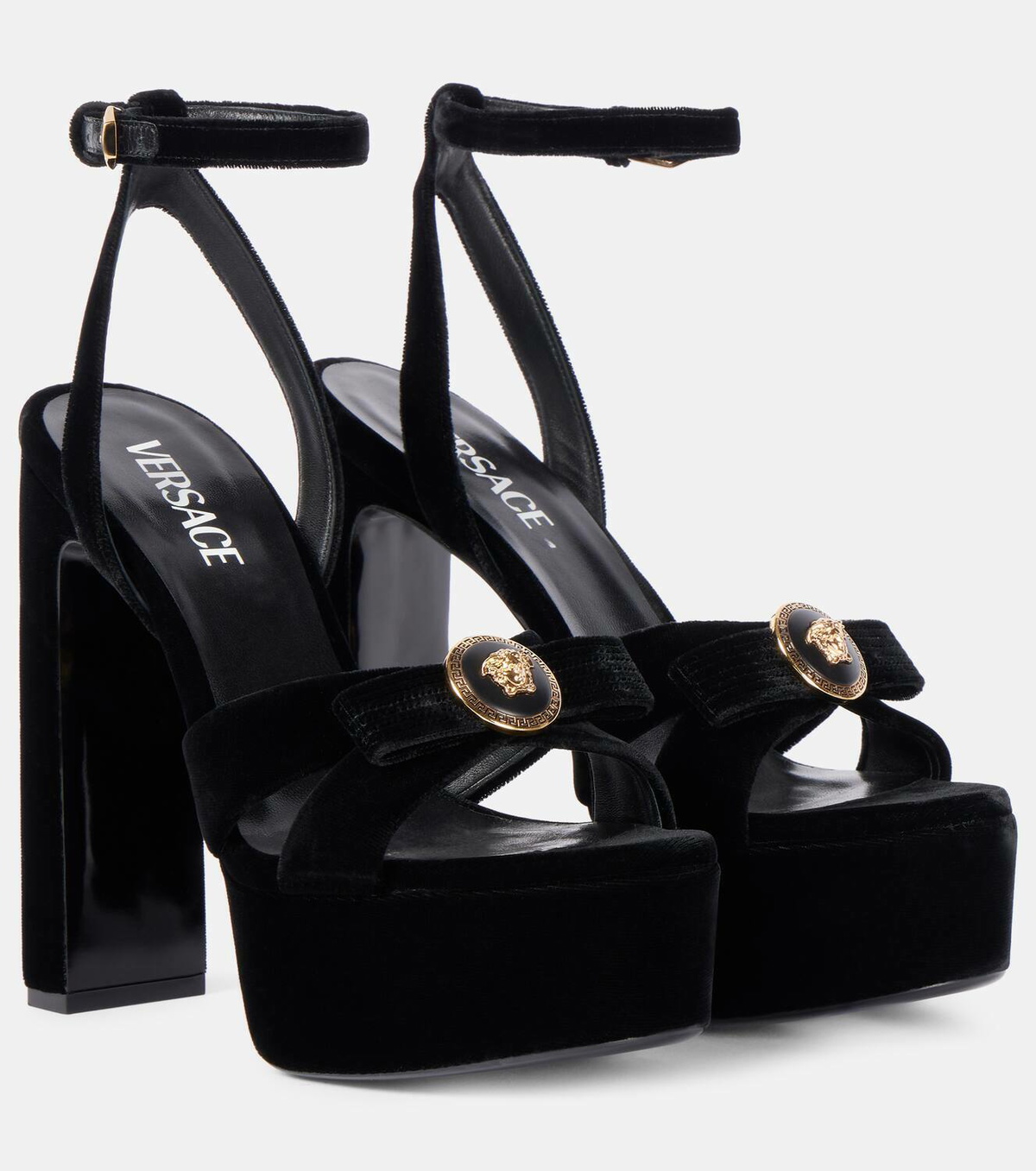 Versace Medusa velvet platform sandals Versace