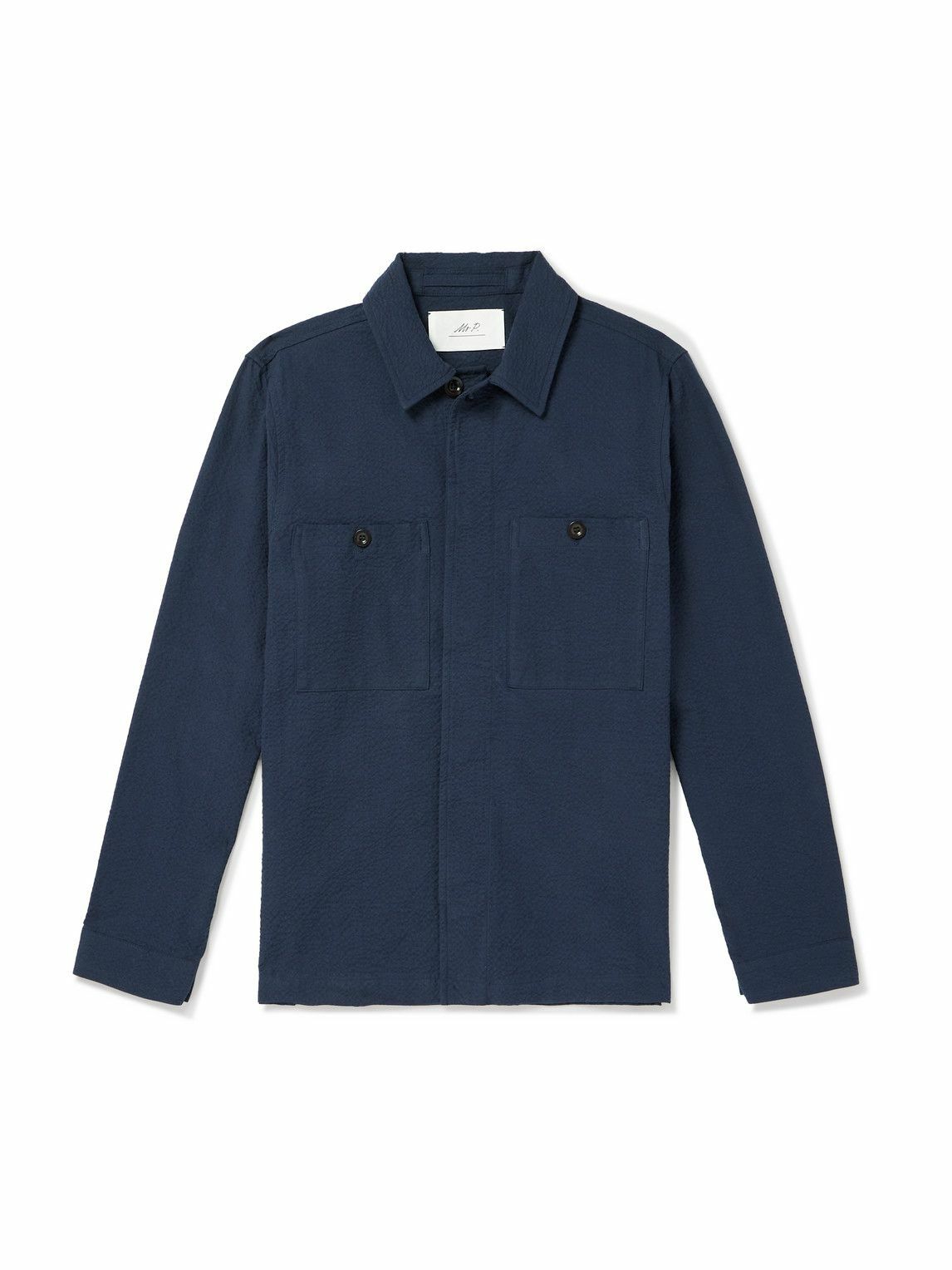 Mr P. - Cotton-Blend Seersucker Overshirt - Blue Mr P.