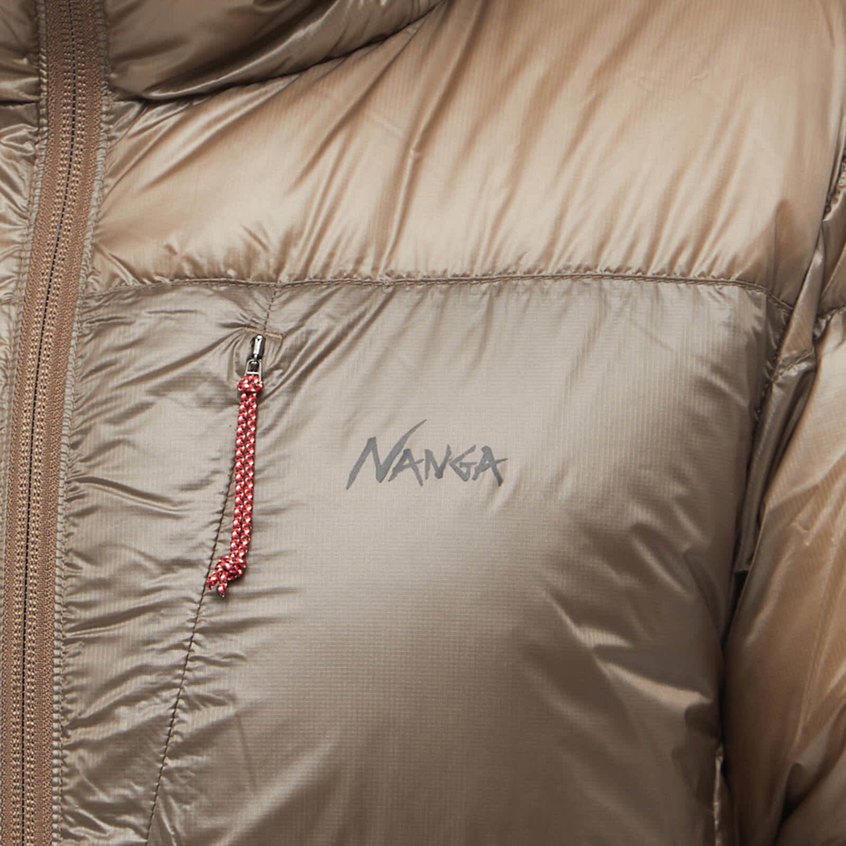 Nanga Men's Mountain Lodge Down Hooded Jacket in Mocha Nanga