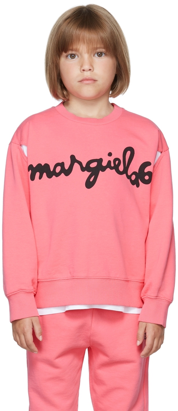 MM6 Maison Margiela Kids Pink 'Margiela' Sweatshirt MM6 Maison Margiela