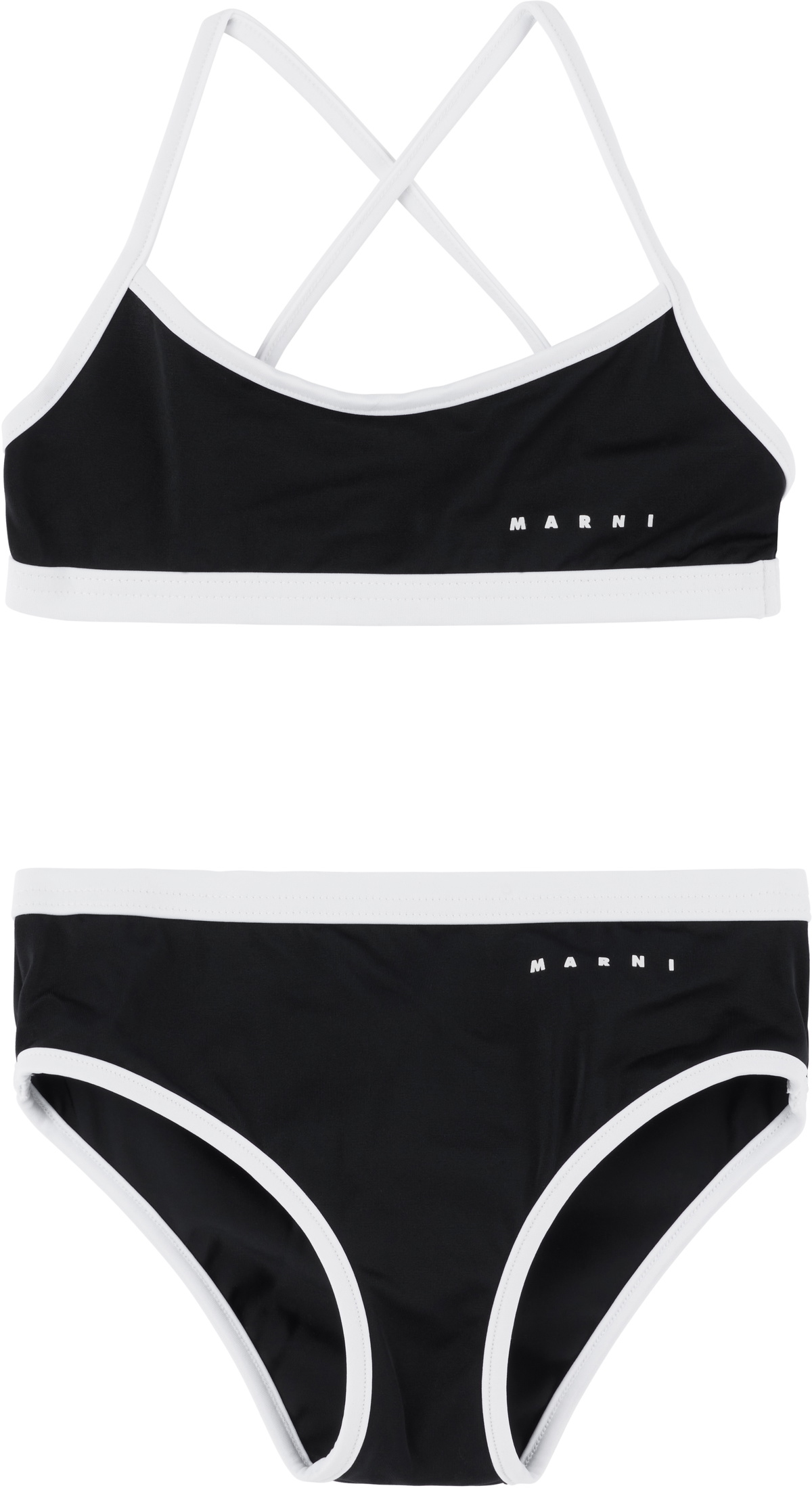 Marni Kids Black & White Printed-Logo Bikini Marni