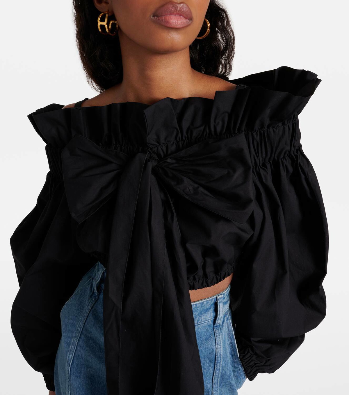 Patou Bow-detail ruffled cotton crop top Patou