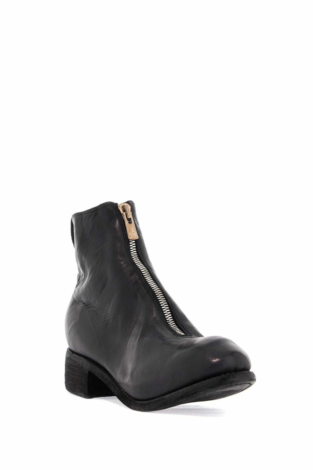 GUIDI unisex leather boots in black horse and calfskin with metal zip ...
