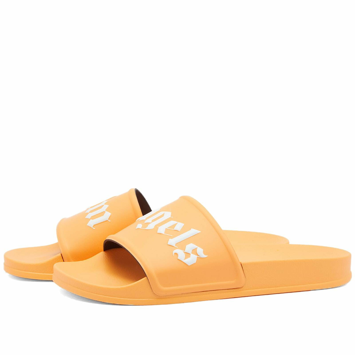 Palm Angels Men's Logo Pool Slide in Orange/White Palm Angels