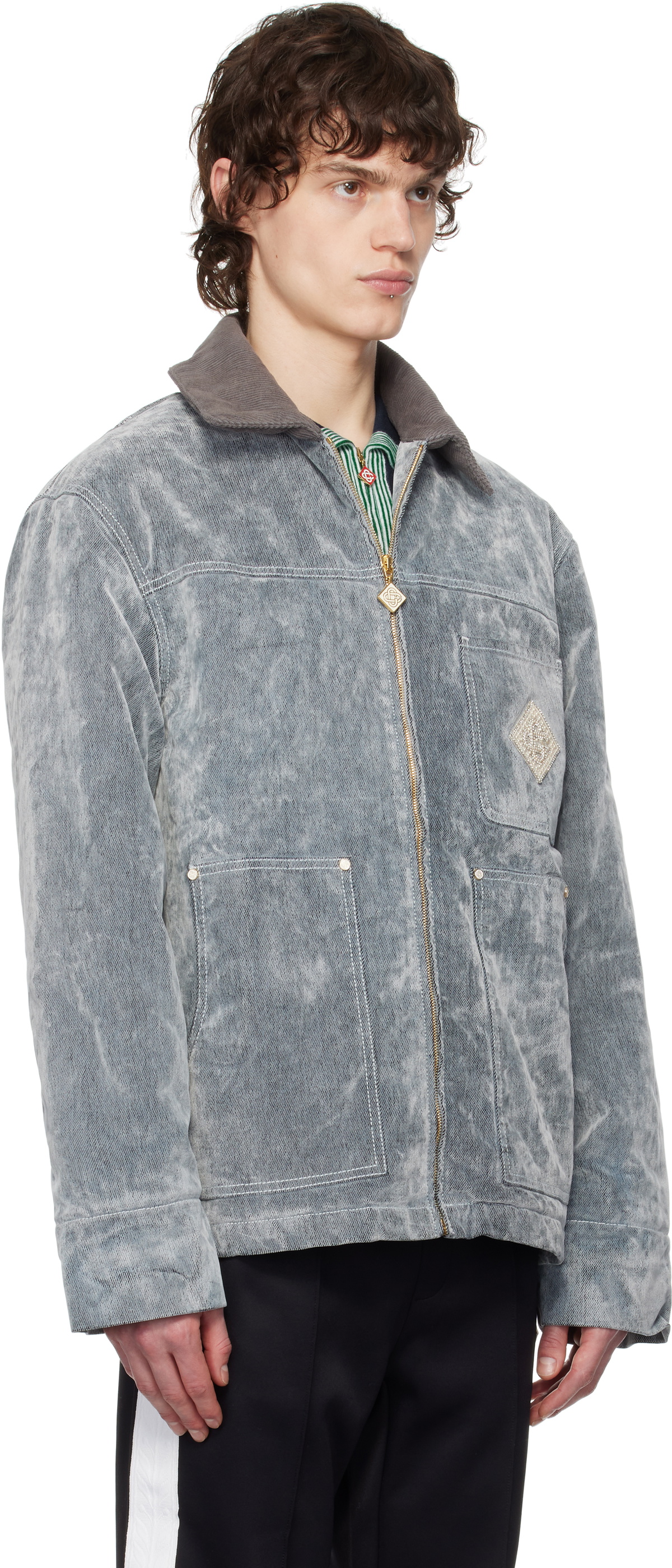 Casablanca Gray Peach Texture Denim Jacket Casablanca