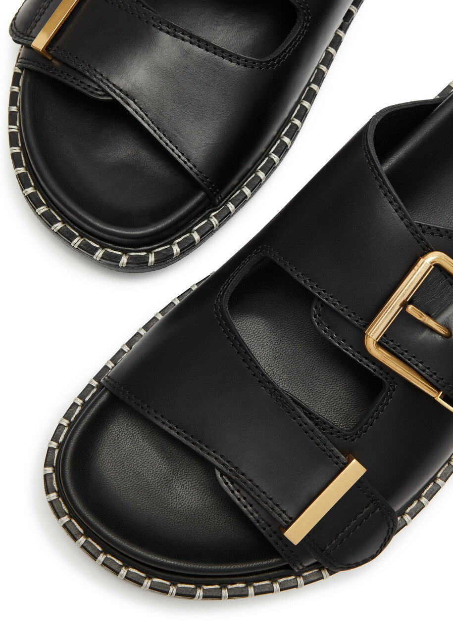 Chloe Rebecca Leather Sliders Black Chloe