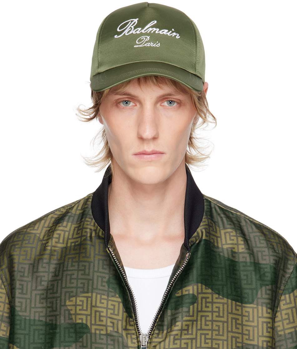 Balmain Green Embroidered Cap Balmain