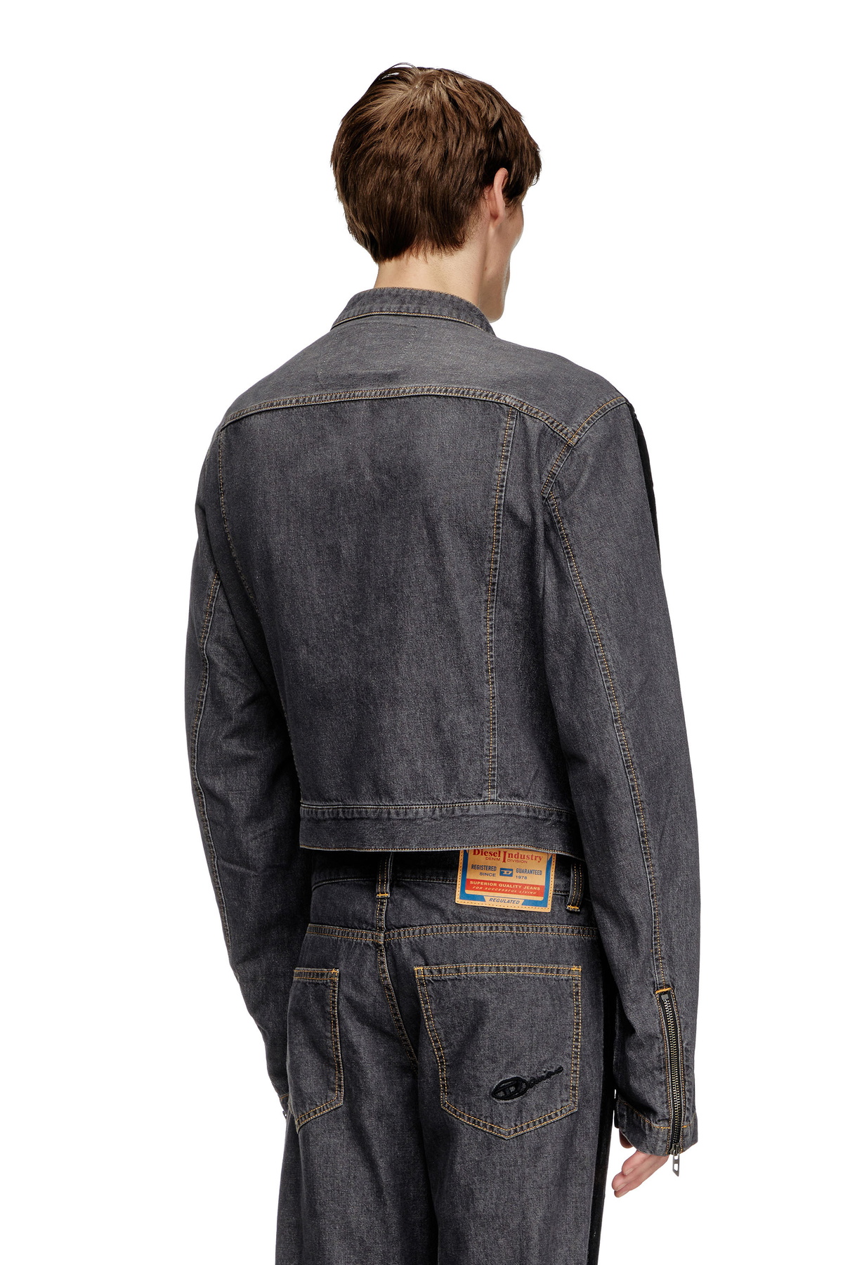 Diesel Denim moto jacket with coated front - Denim Jackets - Unisex ...