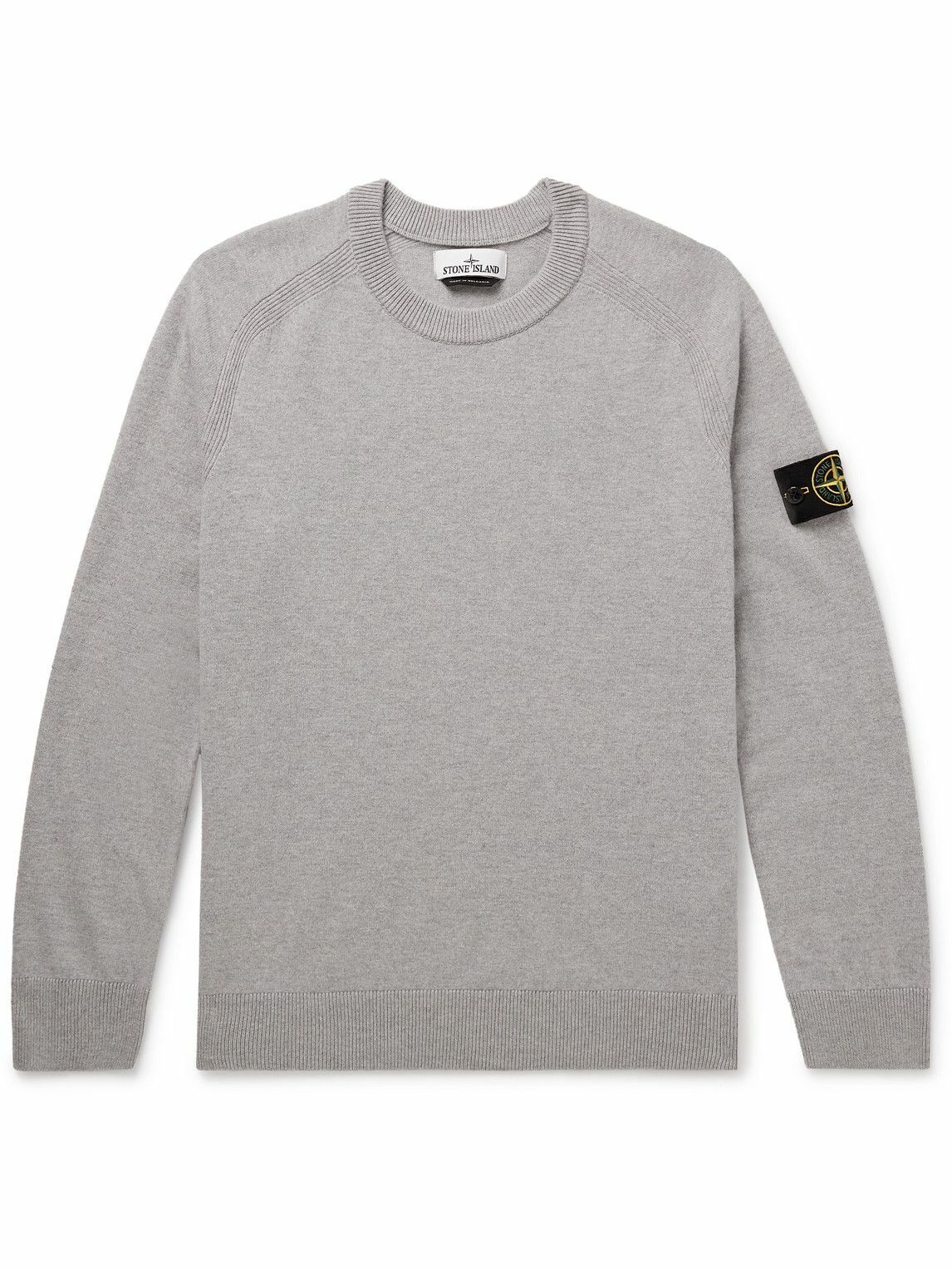 Stone Island - Logo-Appliquéd Virgin Wool Sweater - Gray Stone Island