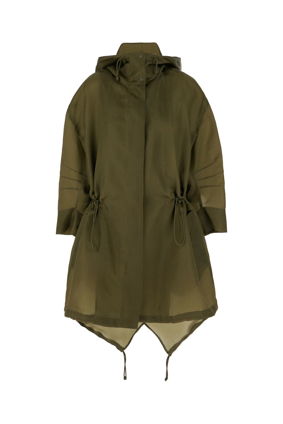 Max Mara Military Green Organza Oversize Parka Max Mara