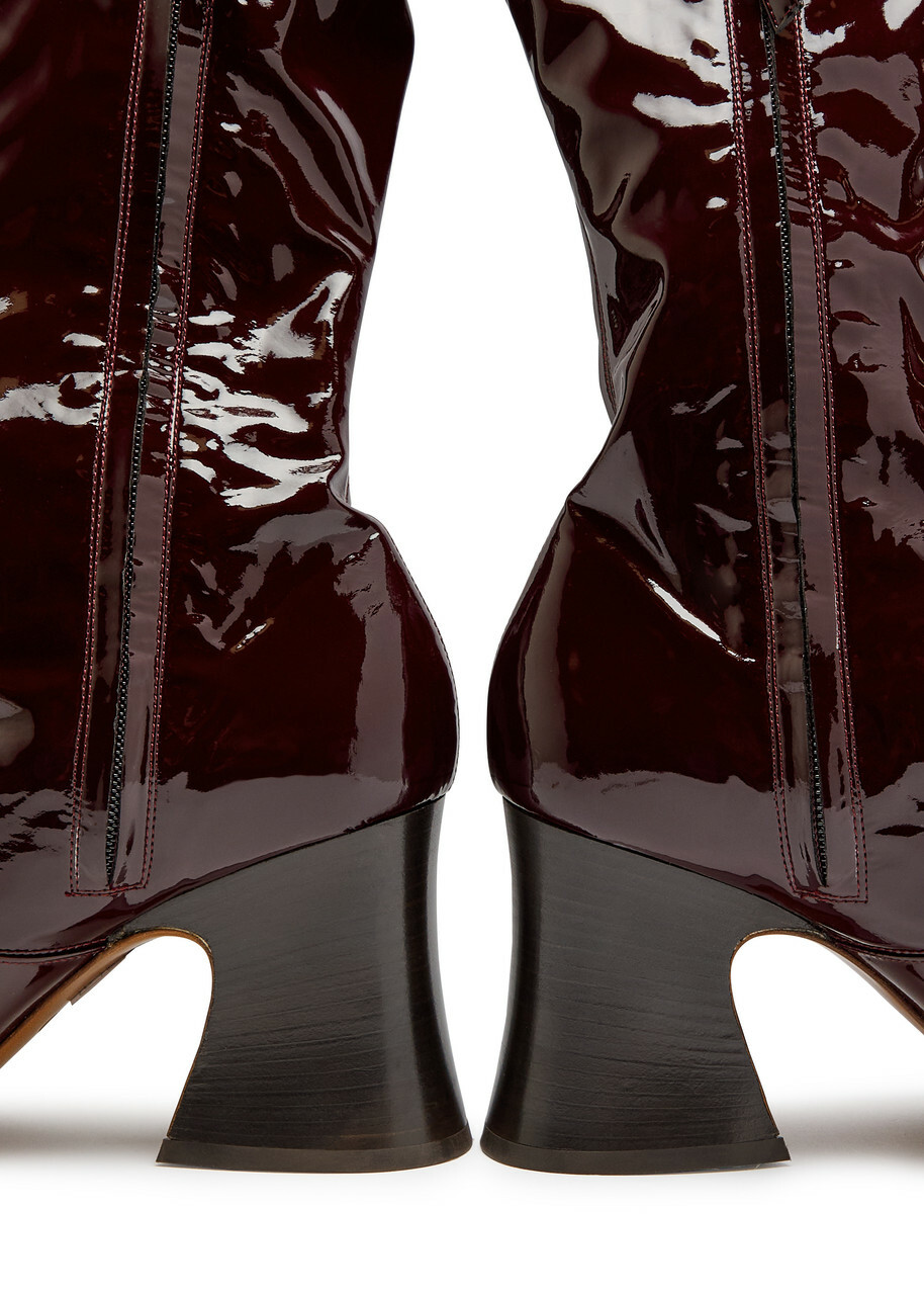 Chloe Janis Glossed-leather Over-the-knee Boots Burgundy Chloe