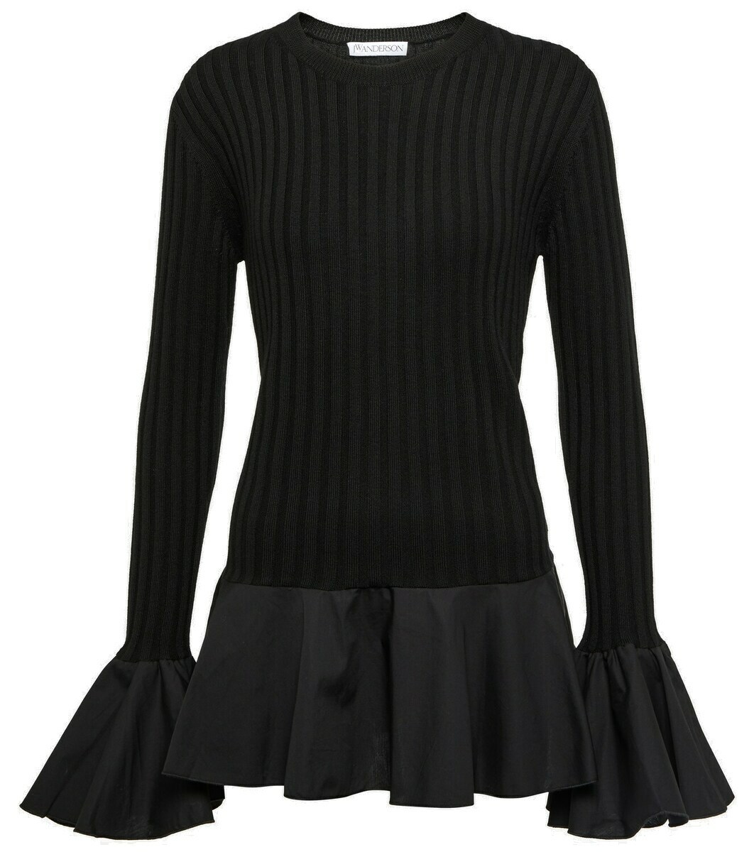 JW Anderson Ruffled ribbed-knit wool sweater JW Anderson