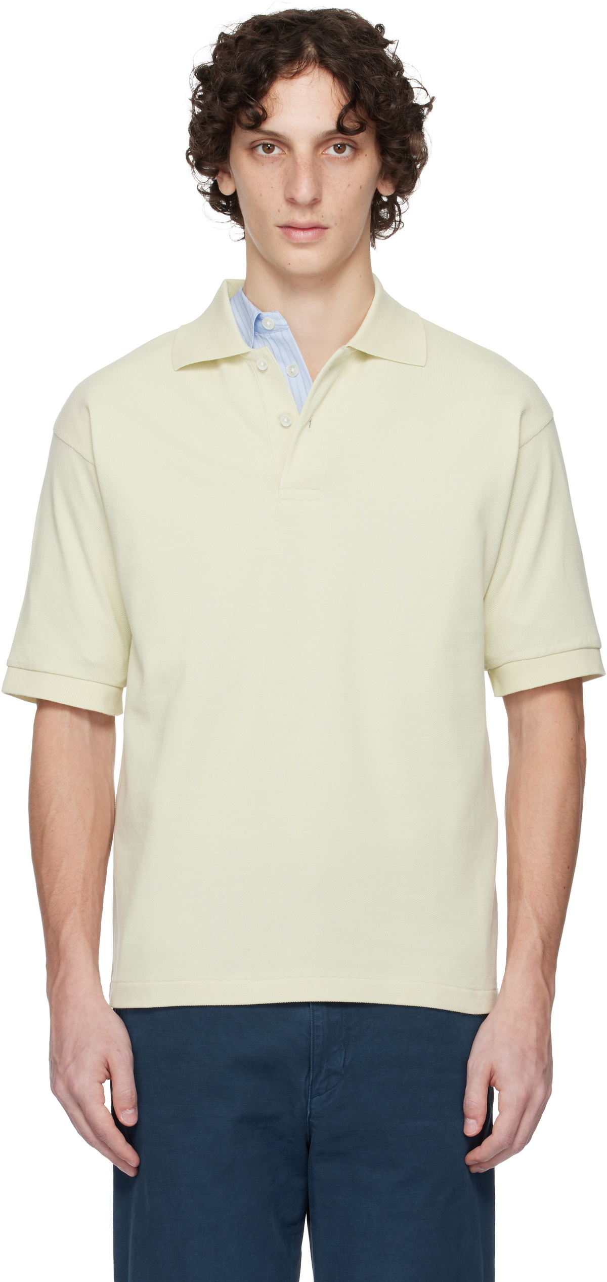 AURALEE Green Pima Cotton Heavy Pique Polo Auralee