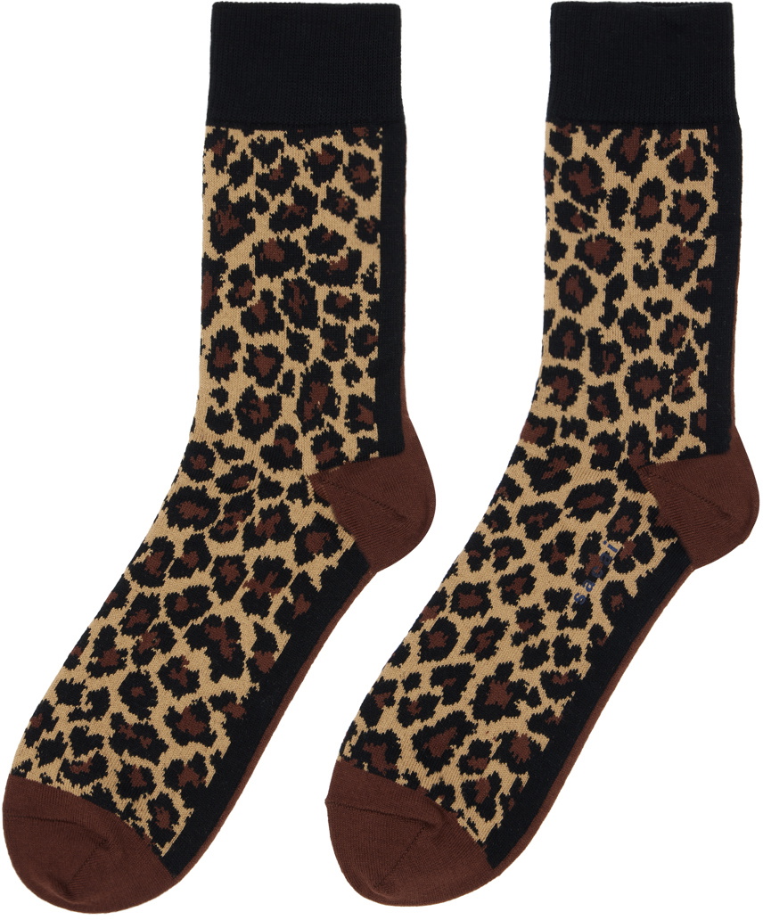 sacai Brown Leopard Socks Sacai
