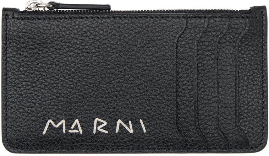 Marni Black Leather 'Marni' Mending Card Holder Marni