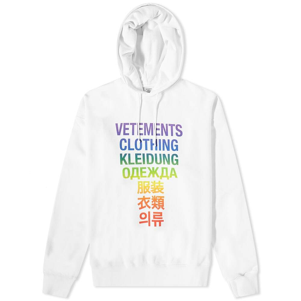 Vetements Men's Translation Popover Hoody in White/Rainbow Vetements