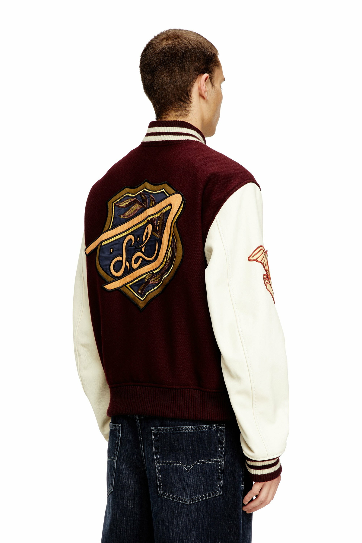 Diesel Varsity jacket in wool and leather - Leather jackets Mens in ...